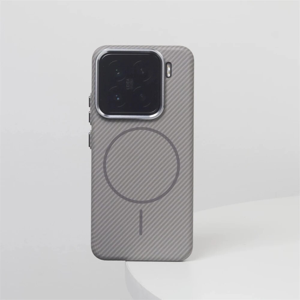 Серый чехол для Xiaomi 14 с MagSafe, карбон