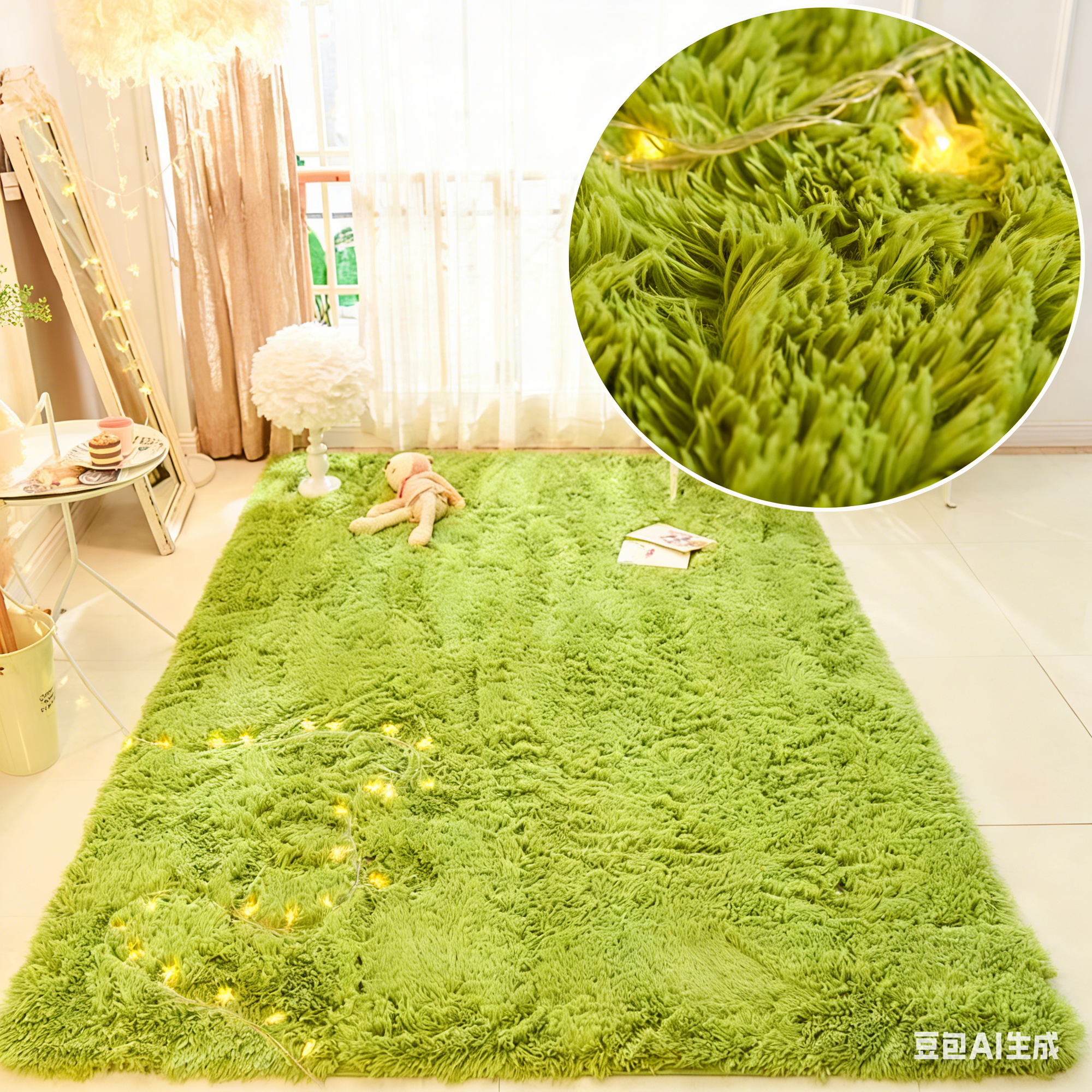 Детский плюшевый ковер Зеленый, 80x120cm, Grass green carpet，Rugs for kids room, bed room