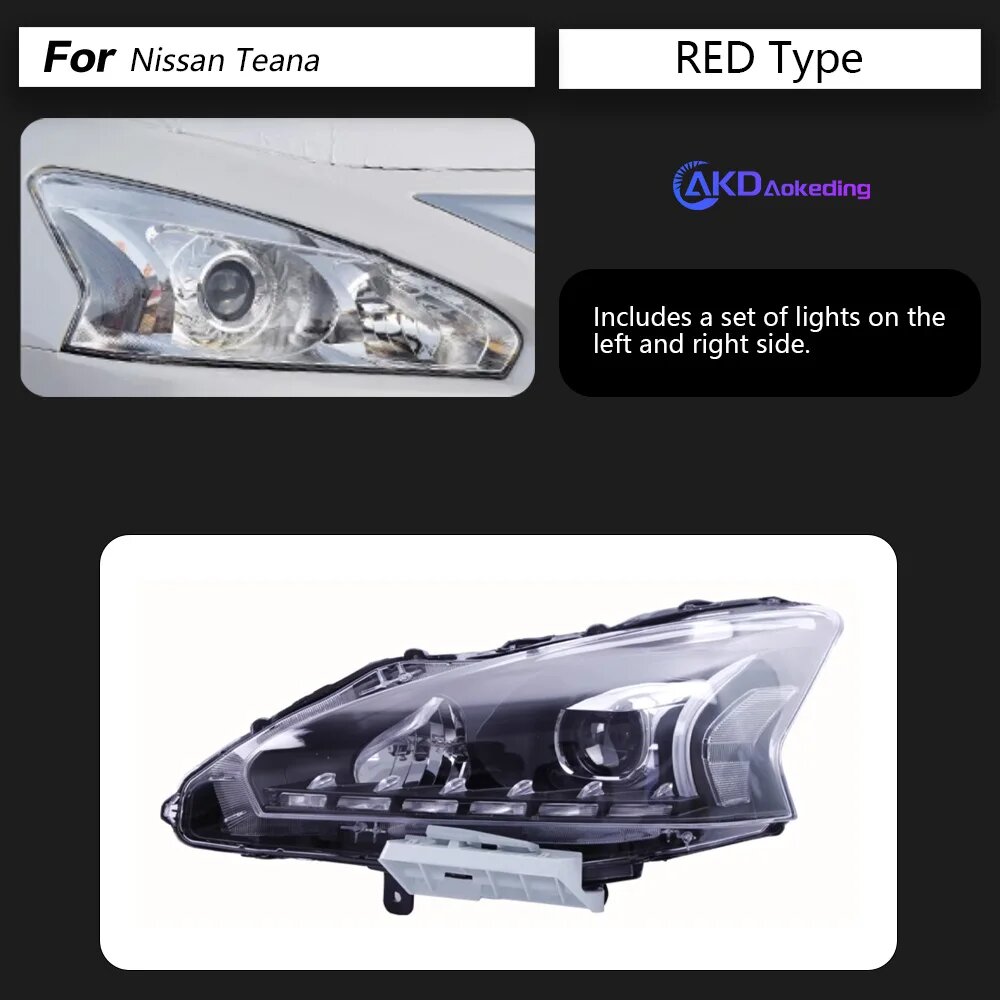 Фара AKD для Nissan Teana LED фара 2013-2015 Фары Altima Дневной ходовой огонь Сигнал поворота Основной фара Ангельское око Lens проектора