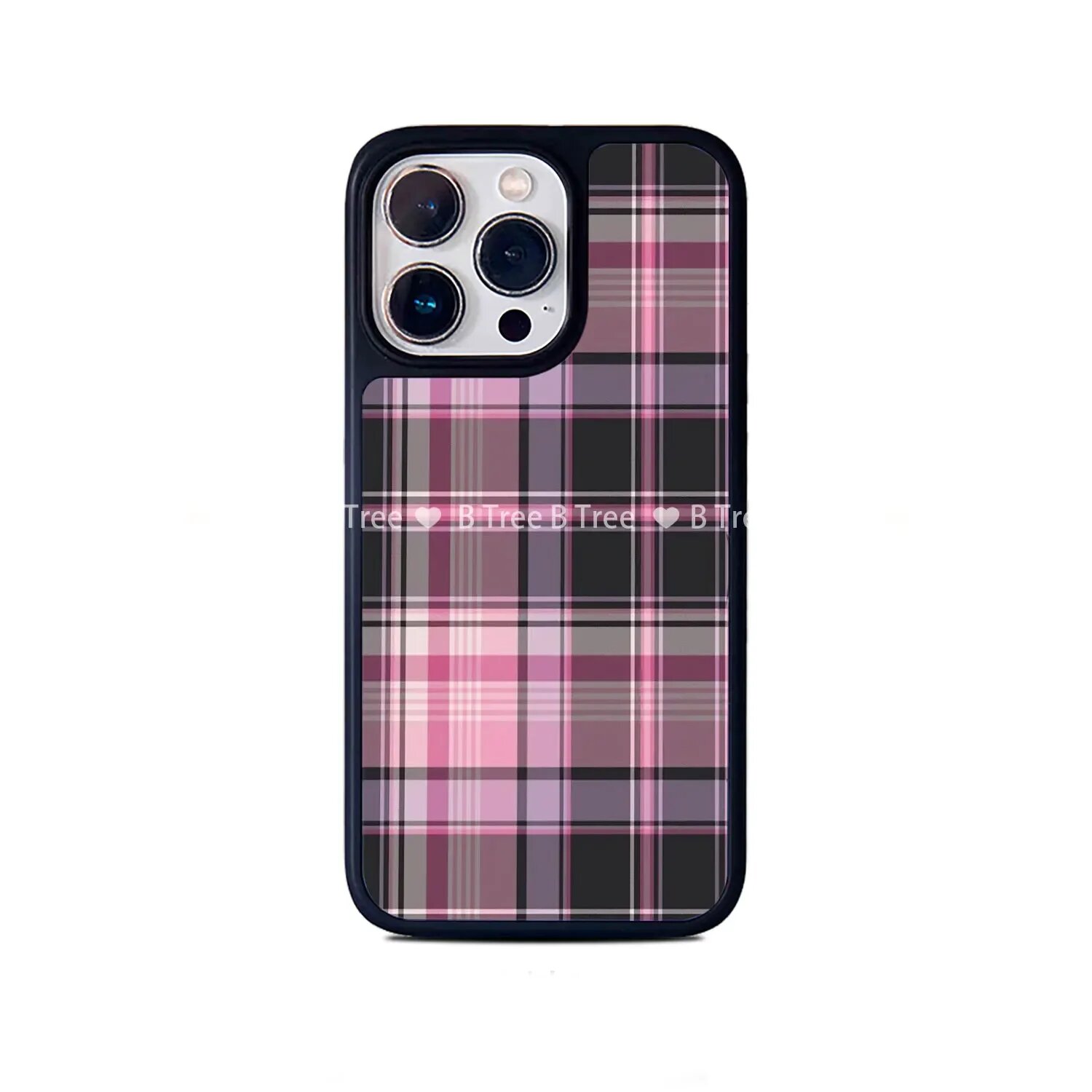 Чехол для iPhone 16 в клетку розовый