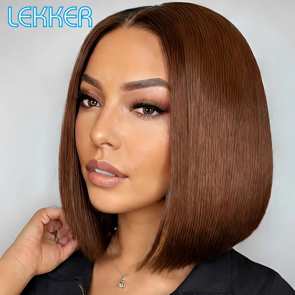 Парик-боб Lekker Colored Brown 10 дюймов из натуральных волос