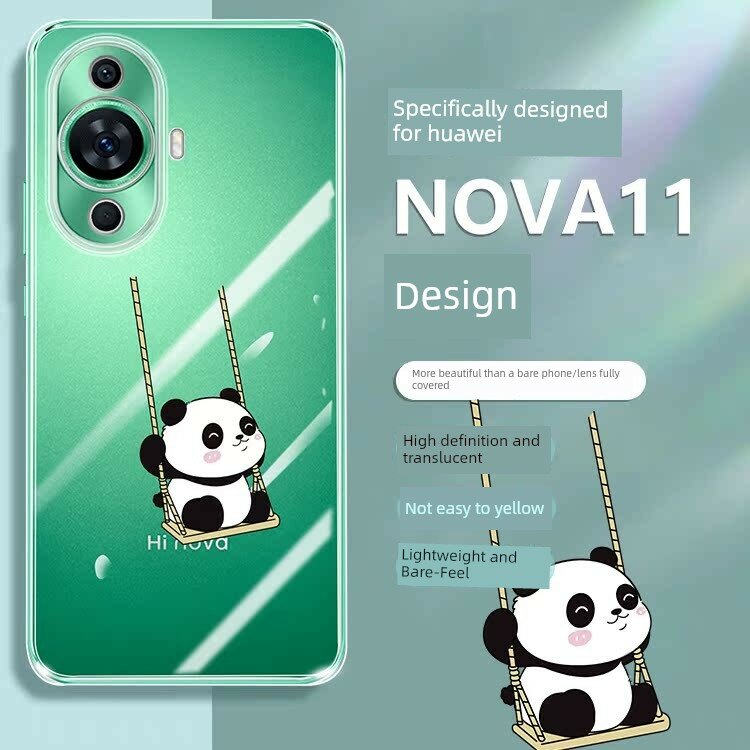 Прозрачный чехол для Huawei nova 11 Ultra с дизайном осенней панды и полным экраном