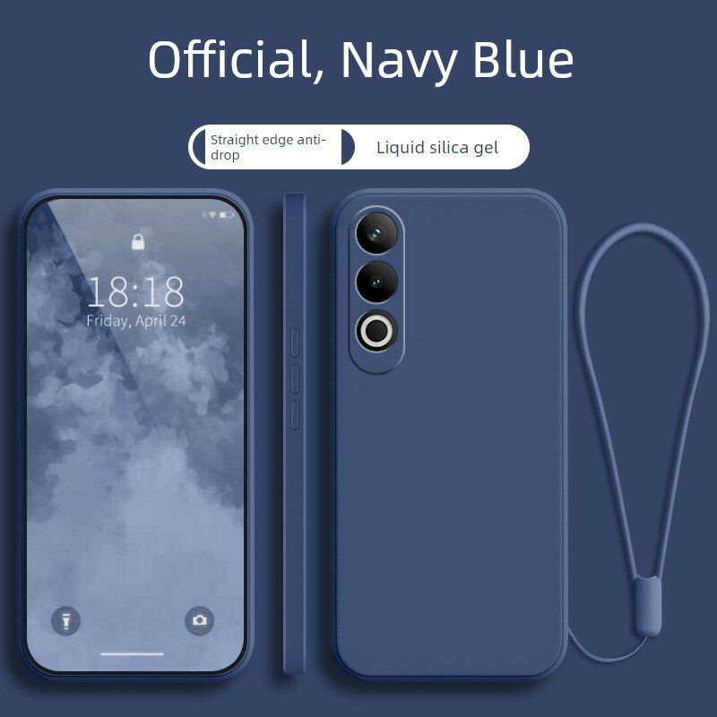 Чехол для телефона OPPO K13 Turbo Pro в морском синем с полным стеклом для защиты экрана