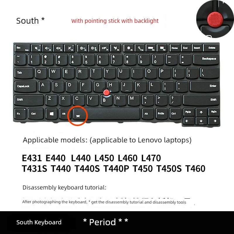 Клавиатура Nanyuan E431 E440 T440P/S T450S L440 L450 L460 T431S подходит для Lenovo. L440 L450 L460 L470 с подсветкой
