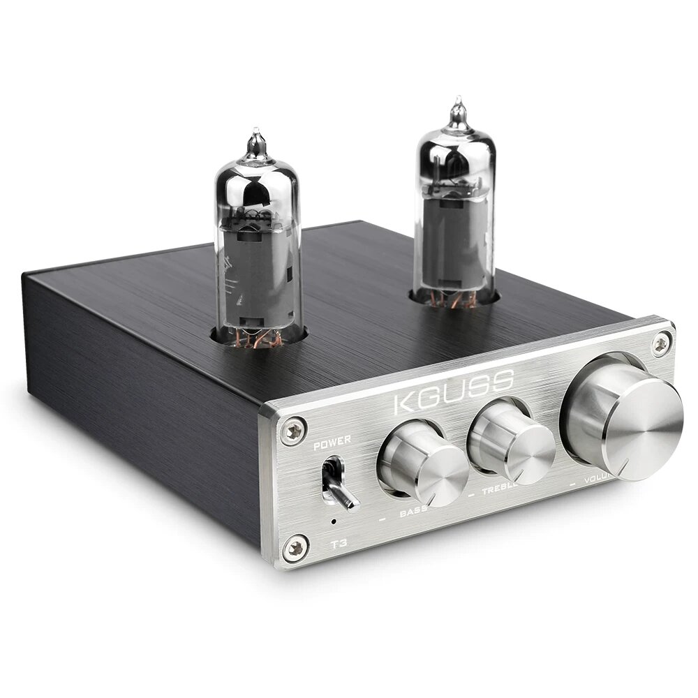 KGUSS T3 Ламповый преамп HIFI усилитель с лампой 6K4 и источником питания - Серебристый