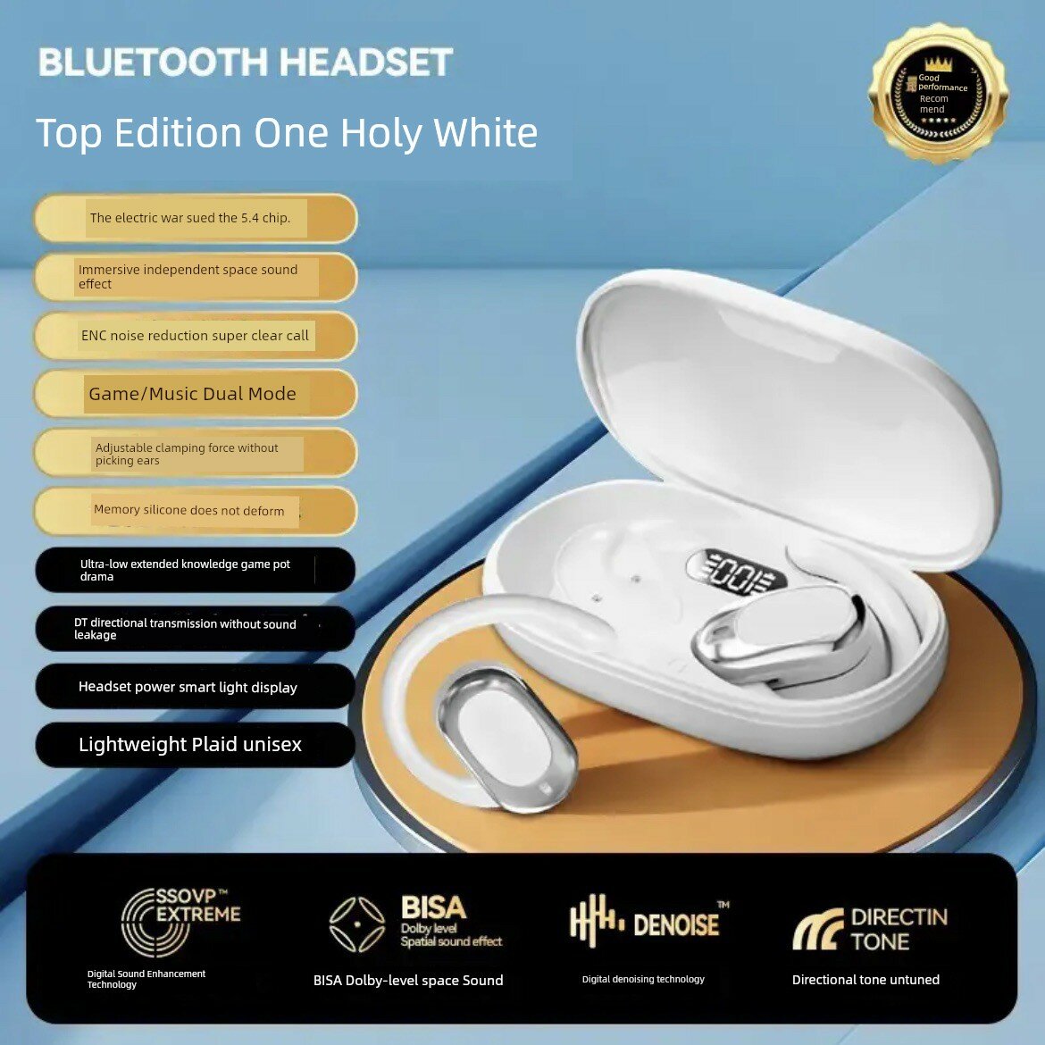 Флагманские костно-проводные беспроводные наушники с шумоподавлением Bluetooth 5.4, 360-градусным звуком и длительным