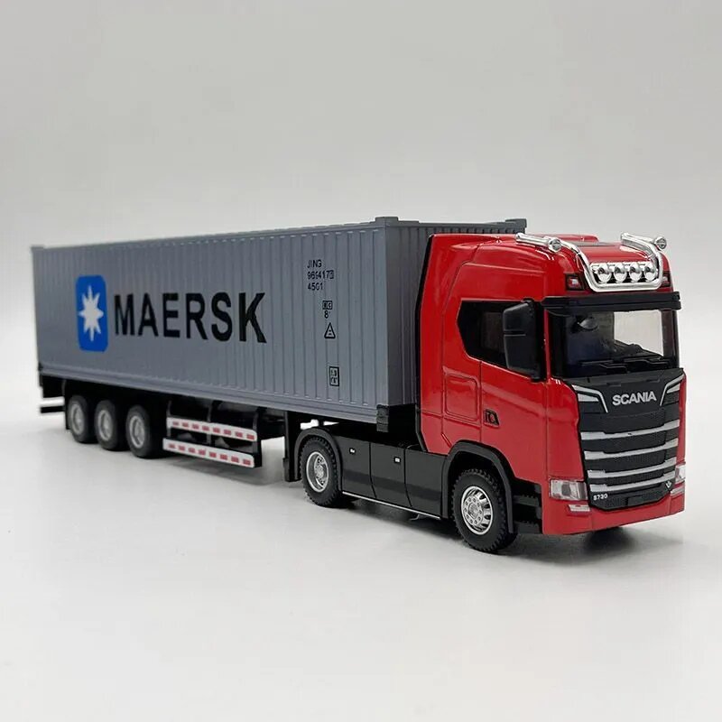 1:50 Литая модельная игрушка Scania S730 Трактор с контейнером, с акустическими и световыми подарками для детей