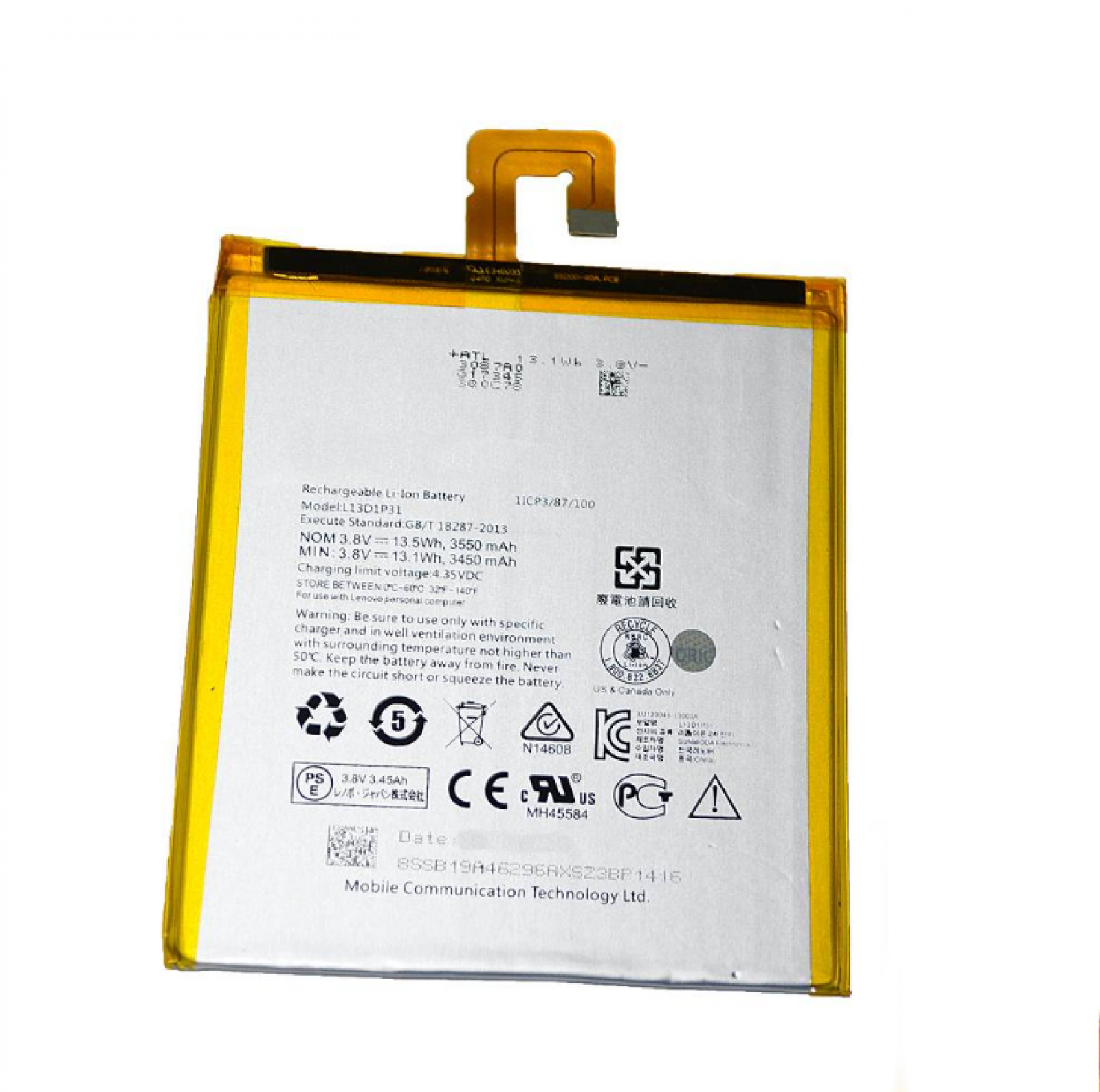 Аккумуляторная батарея MyPads L13D1P31 3550mAh для планшета Lenovo IdeaTab S5000/S5000-h