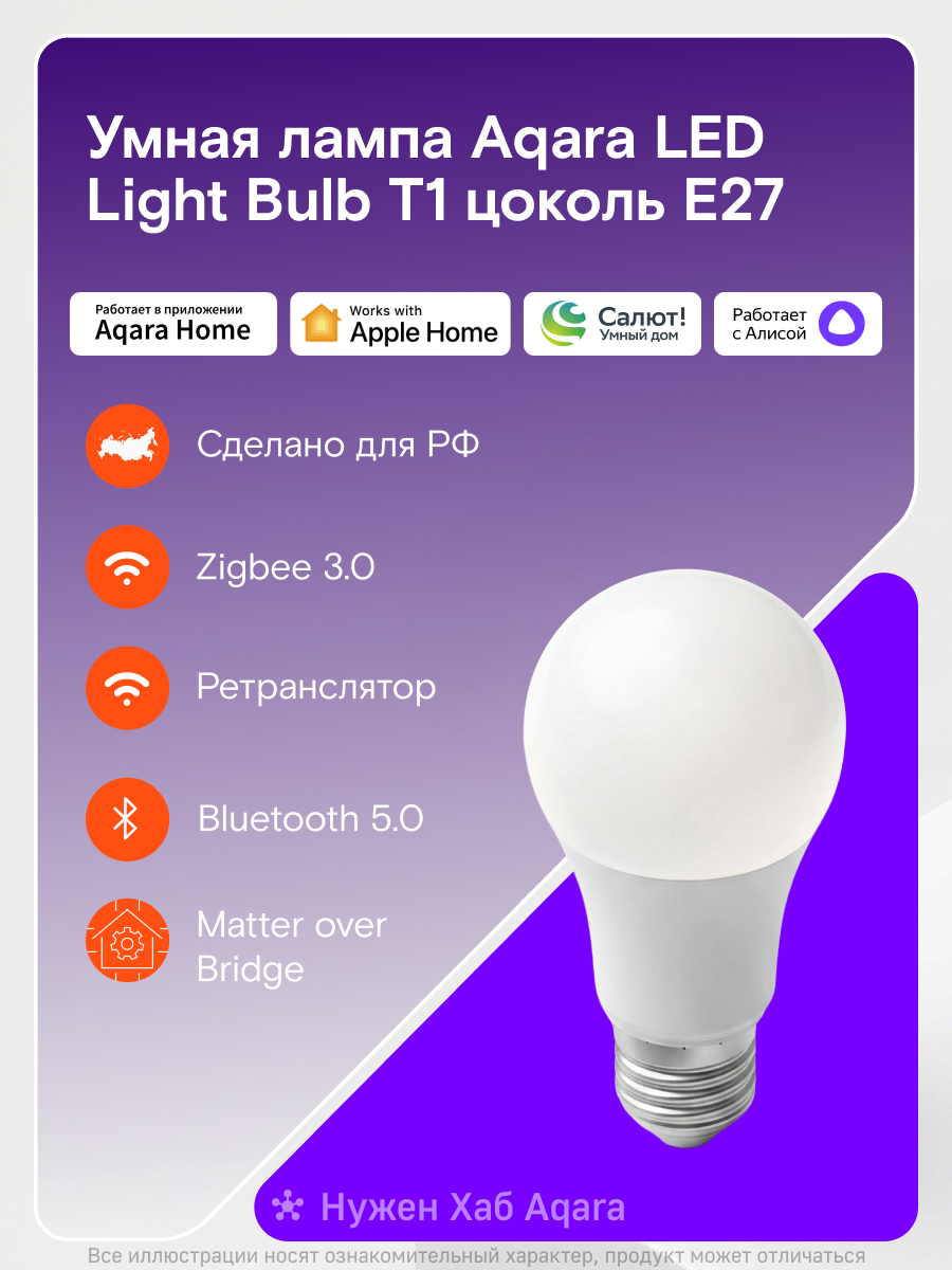 Умная LED лампа "Aqara" T1 (настраиваемый белый) LEDLBT1-L01