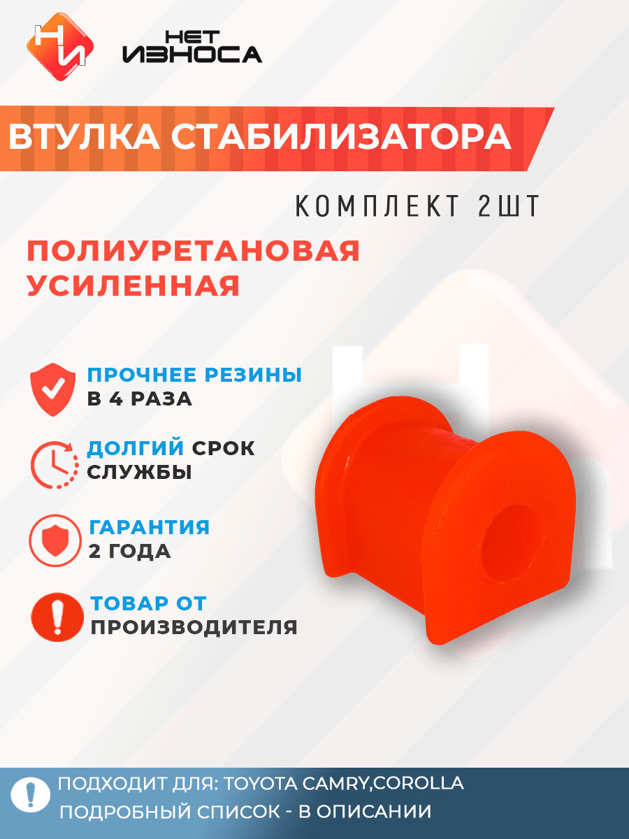 Втулка стабилизатора усиленная полиуретановая задняя Нет Износа NB016-2 Toyota CAMRY, COROLLA