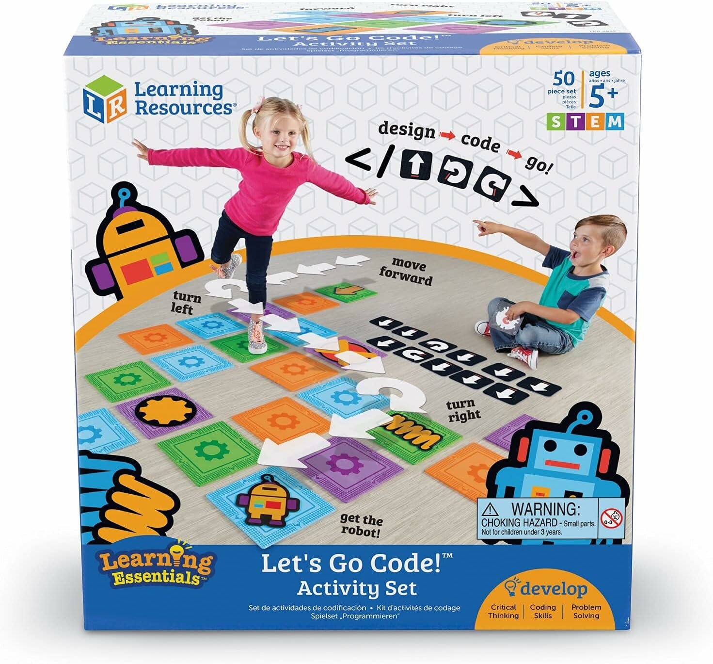 Развивающая игрушка Learning Resources - Напольная обучающая игра Let's Go Code "Изучаем код", 50 эл. (англ. язык) - LER2835