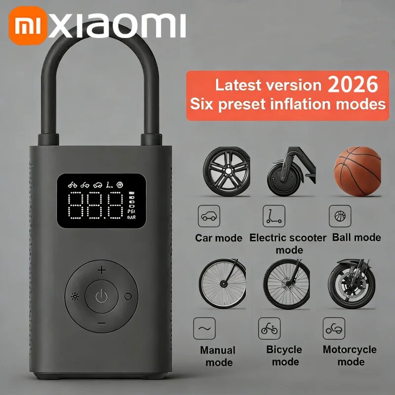 Портативный электрический воздушный компрессор Xiaomi Mijia 2/2D, умный цифровой насос для подкачки шин с функцией измерения давления, многофункциональный электрический воздушный насос 2