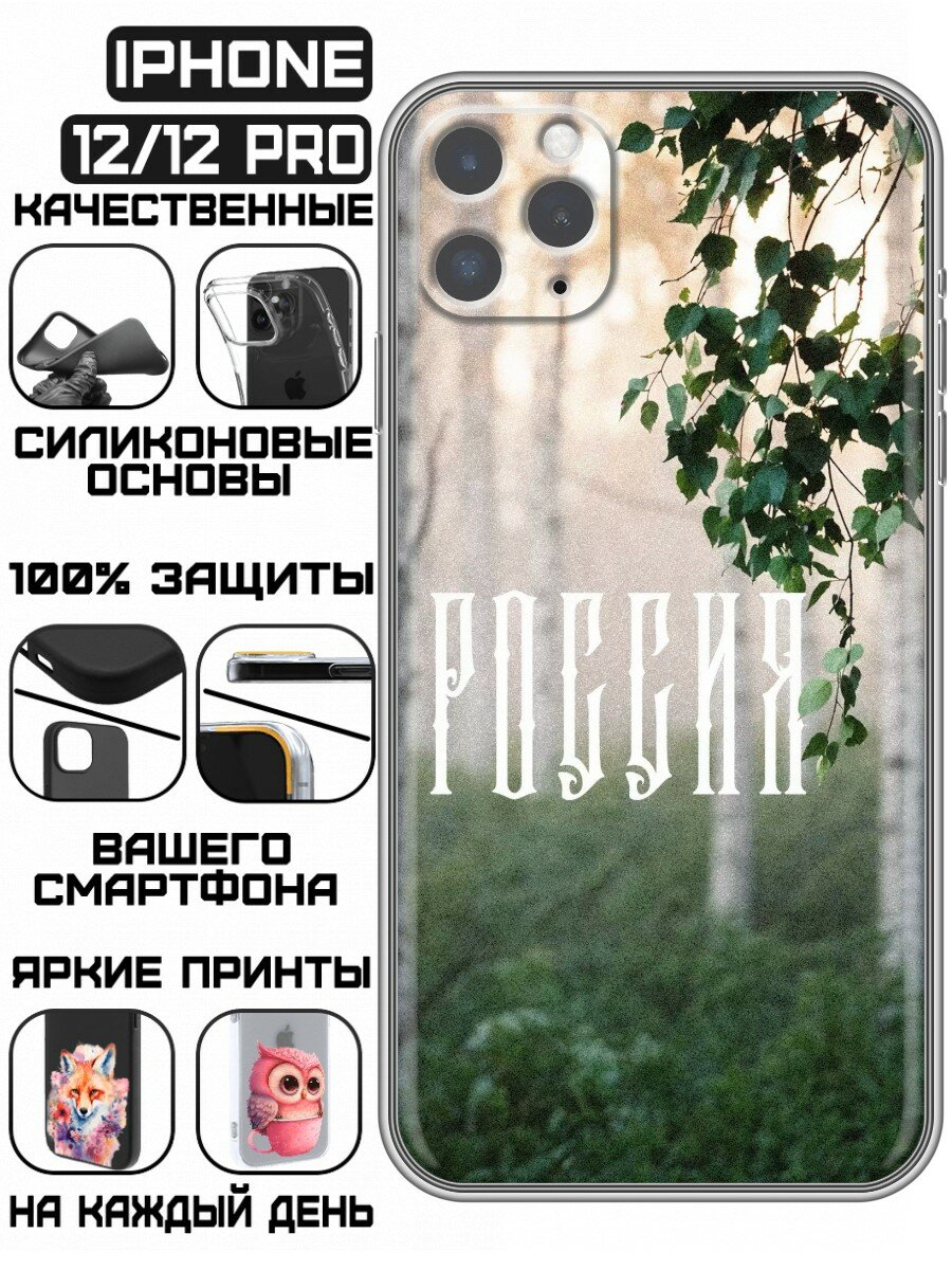 Чехол для Iphone 12 с принтом Березы России (Айфон 12)