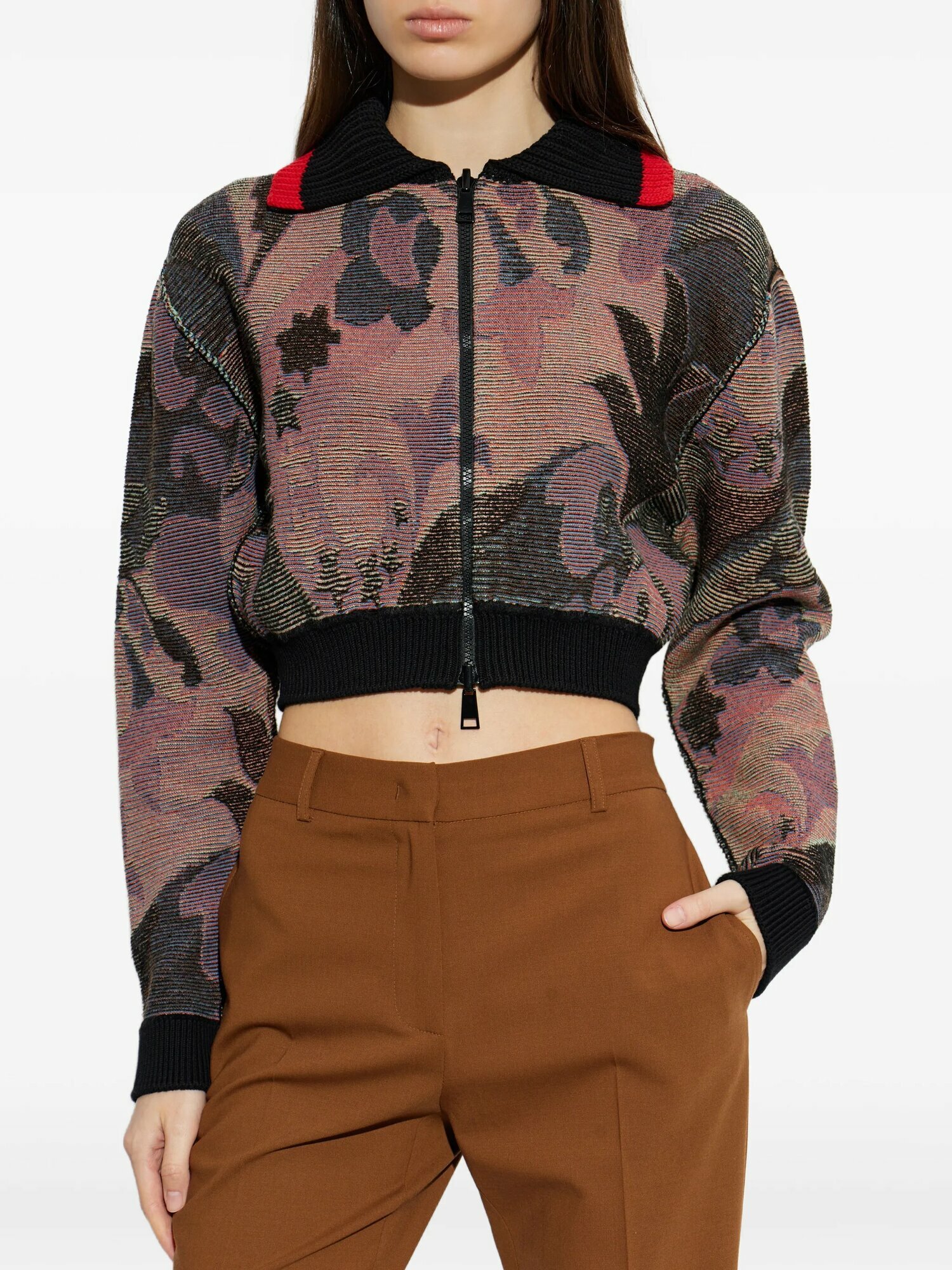 Куртка Floral-jacquard zip-up jacket