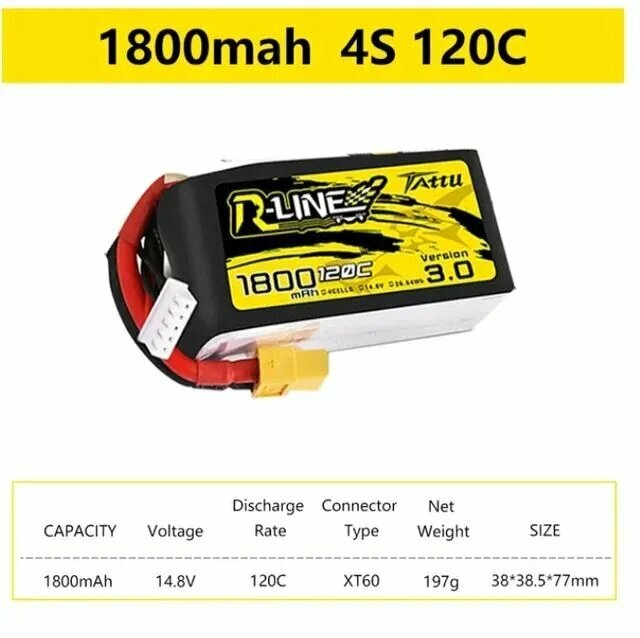Tattu R-Line 3.0 V3 1300/1550/1800/2000mAh 120C 4S 14.8V Аксессуары для игрушечных машин XT60 Plug