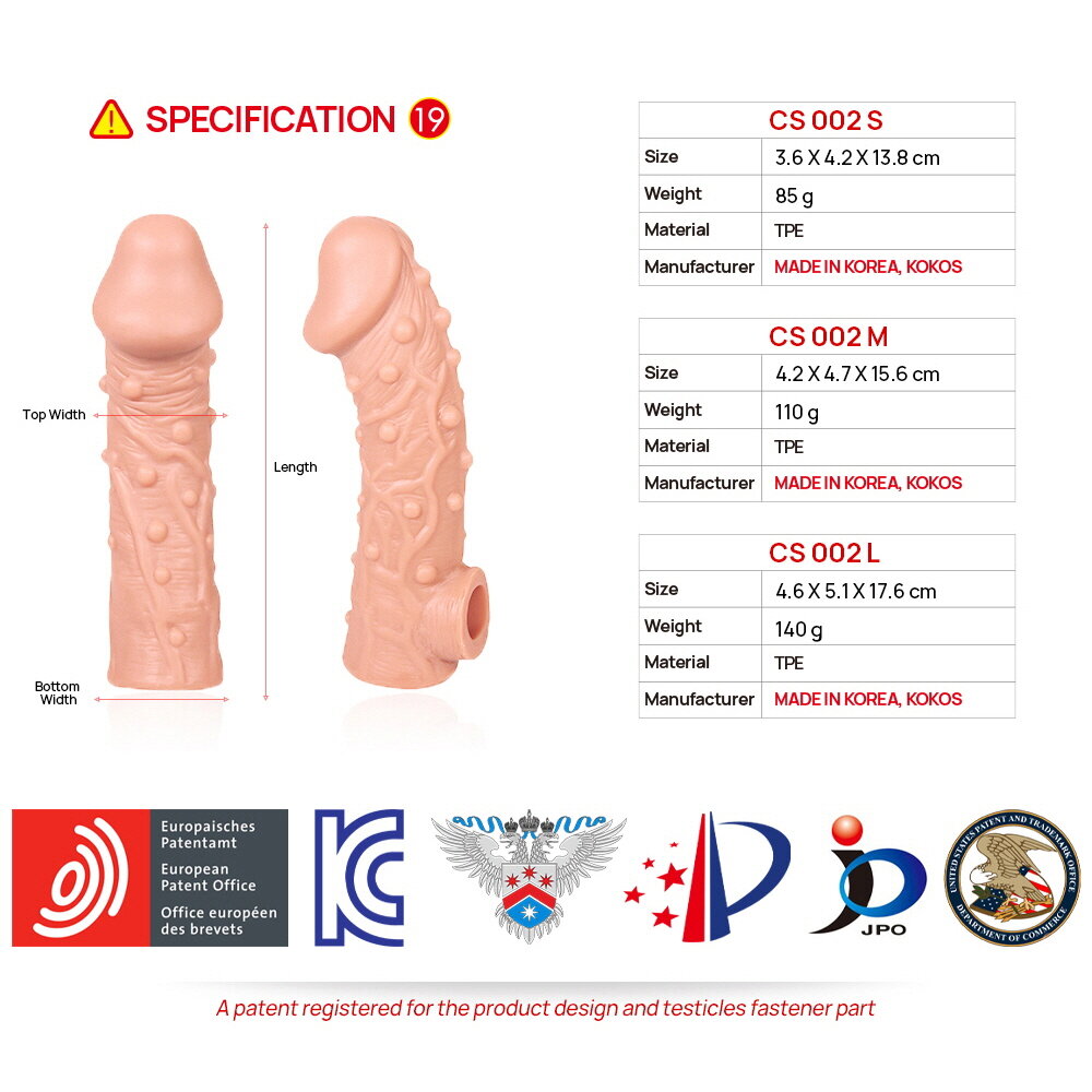 Насадка на пенис Cock Sleeve телесная с рельефным каналом KOKOS, киберкожа