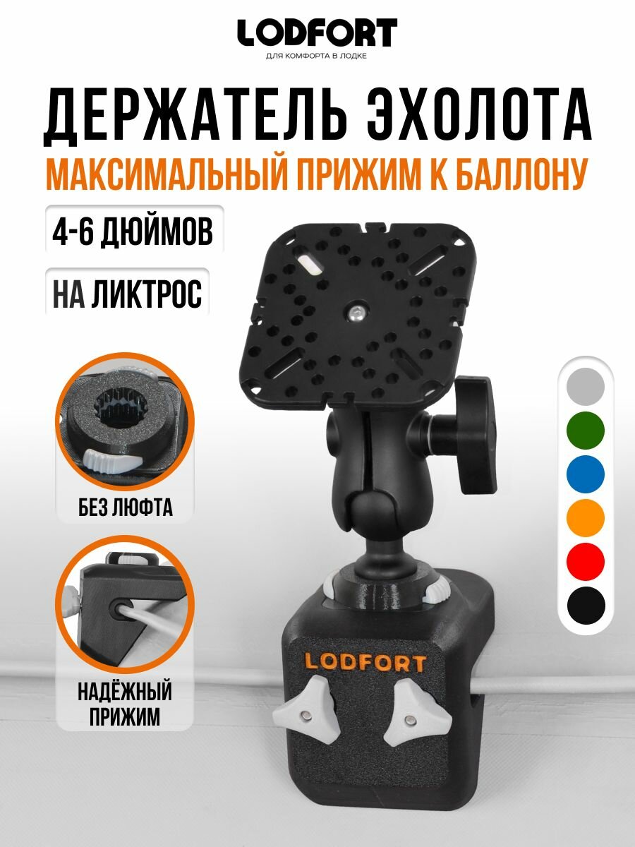 Держатель эхолота шарнирный Lowrance elite/Garmin striker на ликтрос 4", 5", 6" LODFORT универсальный, быстросъёмный