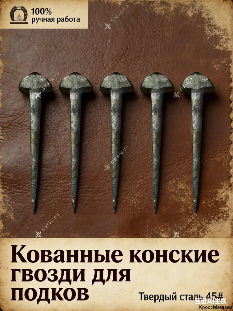 Подковные гвозди, 10 шт, кованая низкоуглеродистая сталь, для ремонта копыт, черные
