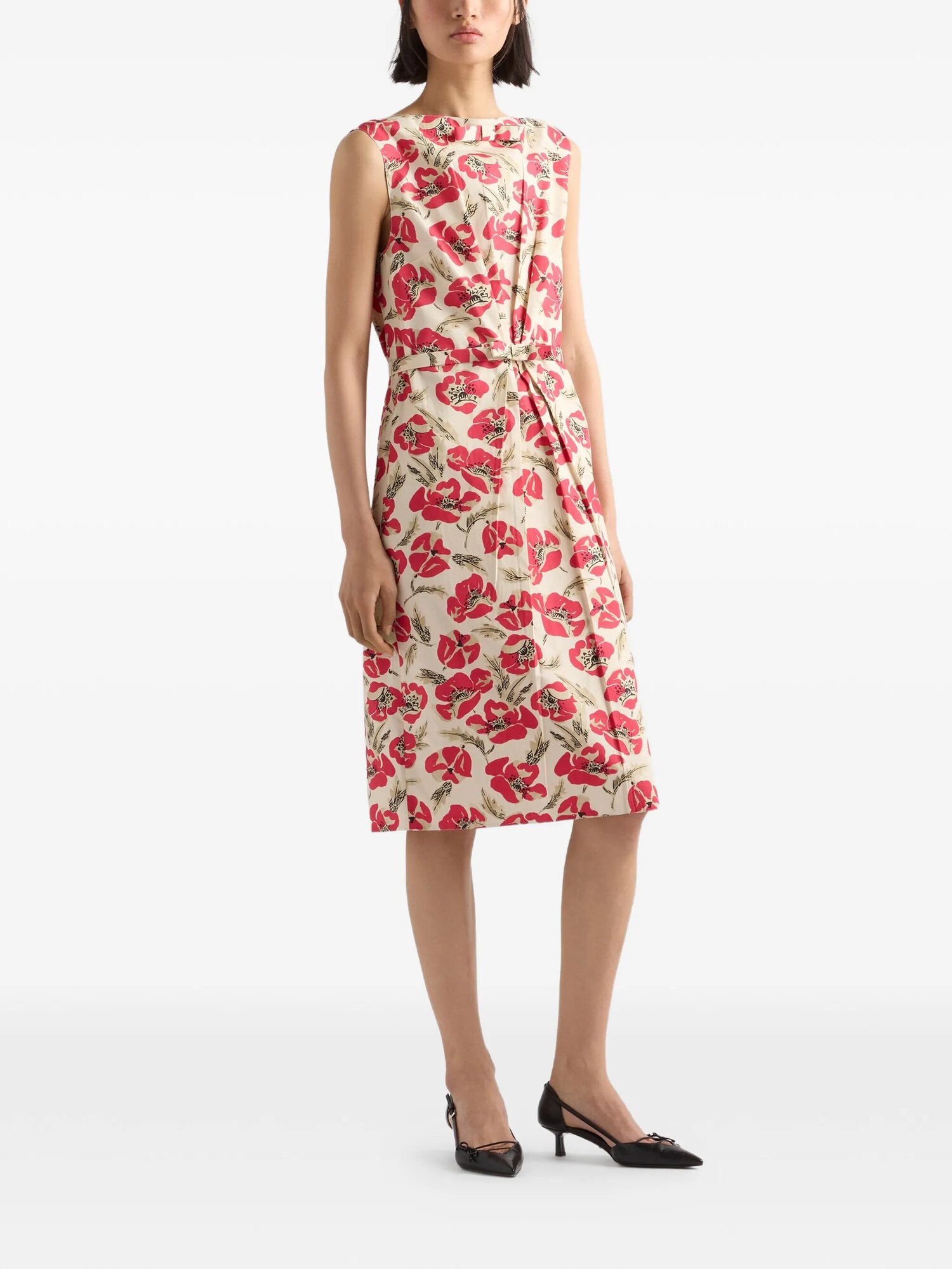 Платье Prada Printed soft poplin dress, размер 40, разноцветный — фото 1