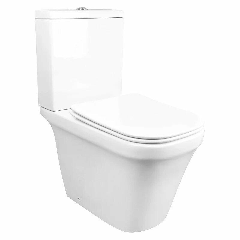 Унитаз-компакт напольный AZARIO Candy AZ-1503B с микролифтом, безободковый, антивсплеск, фаянсовый, белый, глянцевый, прямоугольный, с нижним подводом, сиденье для унитаза в комплекте