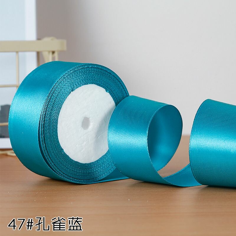 Лента атласная 4cm*22m Павлиний глаз синего цвета, упаковочная для рукоделия, для декора и творчества, шитья, упаковки и оформления подарков, 1шт.
