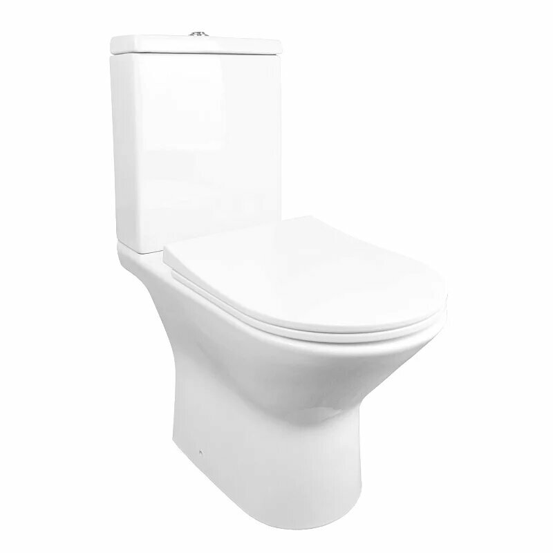 Унитаз-компакт напольный AZARIO Fretta AZ-1223 с микролифтом, безободковый, антивсплеск, фаянсовый, белый, глянцевый, овальный, с нижним подводом, сиденье для унитаза в комплекте