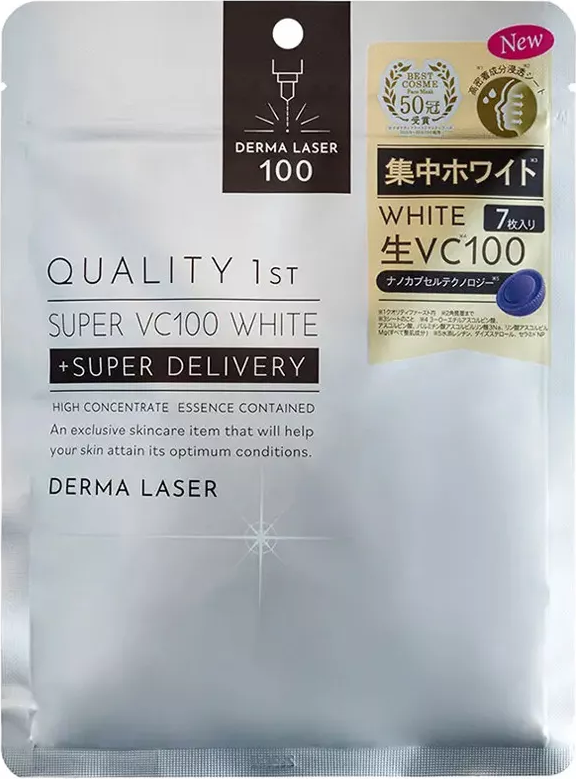Quality First Маска "Дерма лазер", выравнивающая цвет кожи лица VC100 7 шт (7 шт.) Derma Laser Super VC100 White - 7 4g