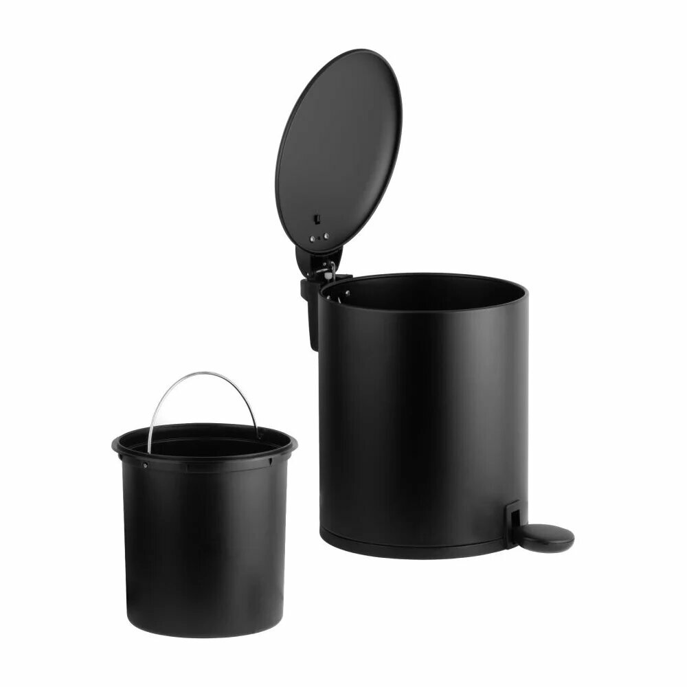 Ведро для мусора PERFECTO LINEA с педалью, 5 л, черное, сталь, серия Black Onyx 22-200205 ЦЗ-1649099088