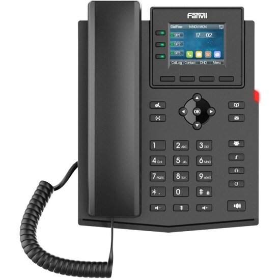 Телефон SIP Fanvil X303 2xEthernet 10/100, LCD 320x240, цветной дисплей 2,4, 4 аккаунта SIP, G722, Opus