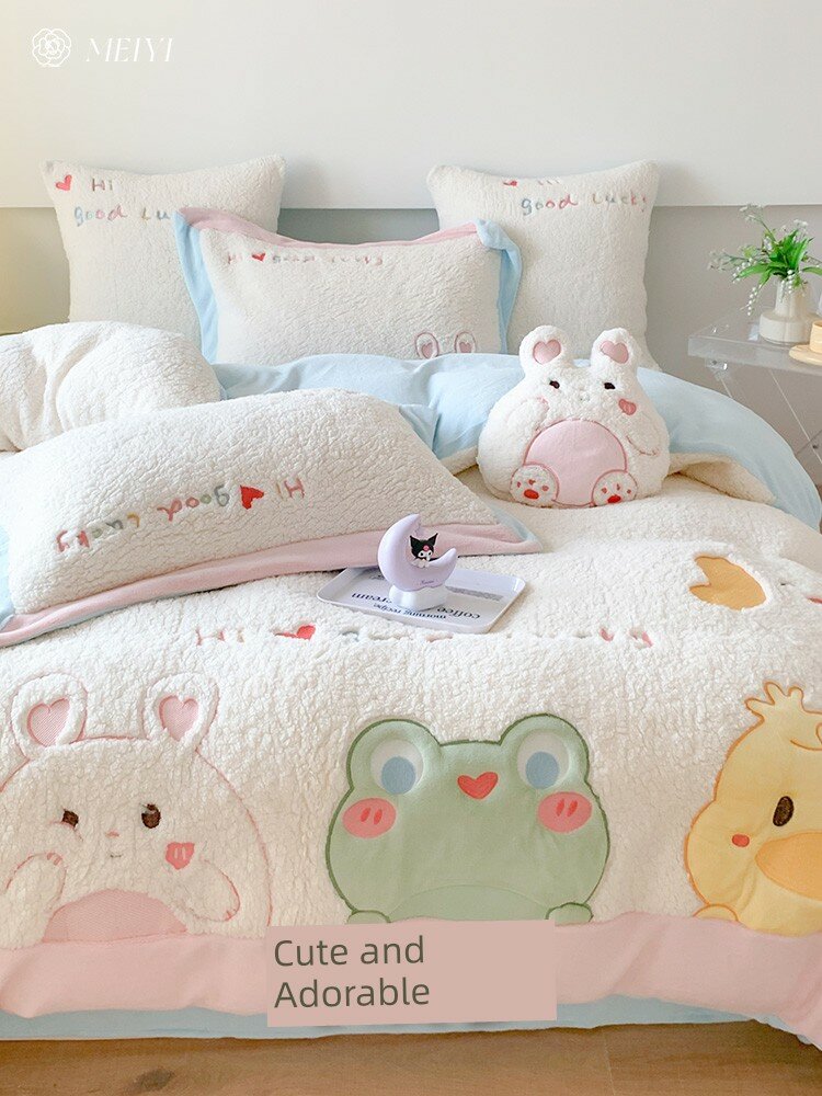 Комплект постельного белья Meiyi Home Textiles: милый детский утолщенный зимний комплект из четырех предметов из
