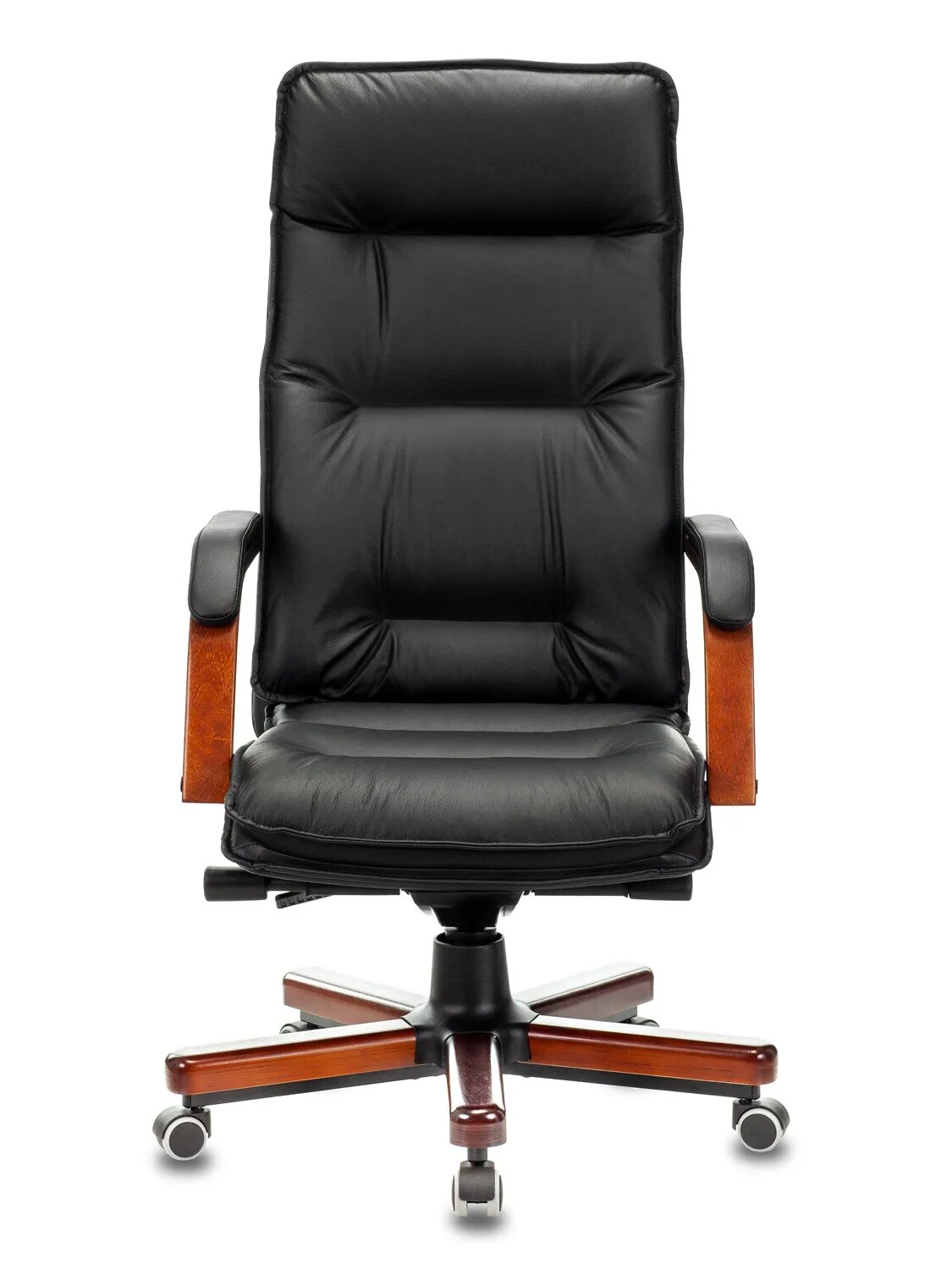 Кресло офисное Бюрократ T-9927WALNUT руководителя, цвет черный, кожа, крестовина металл/дерево