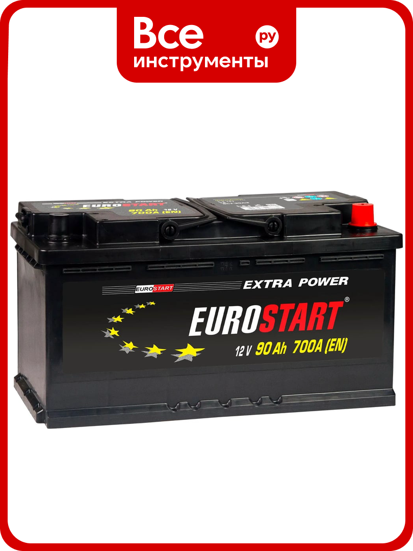 Аккумуляторная батарея EUROSTART Extra Power, 90 А·ч, R+ EU900