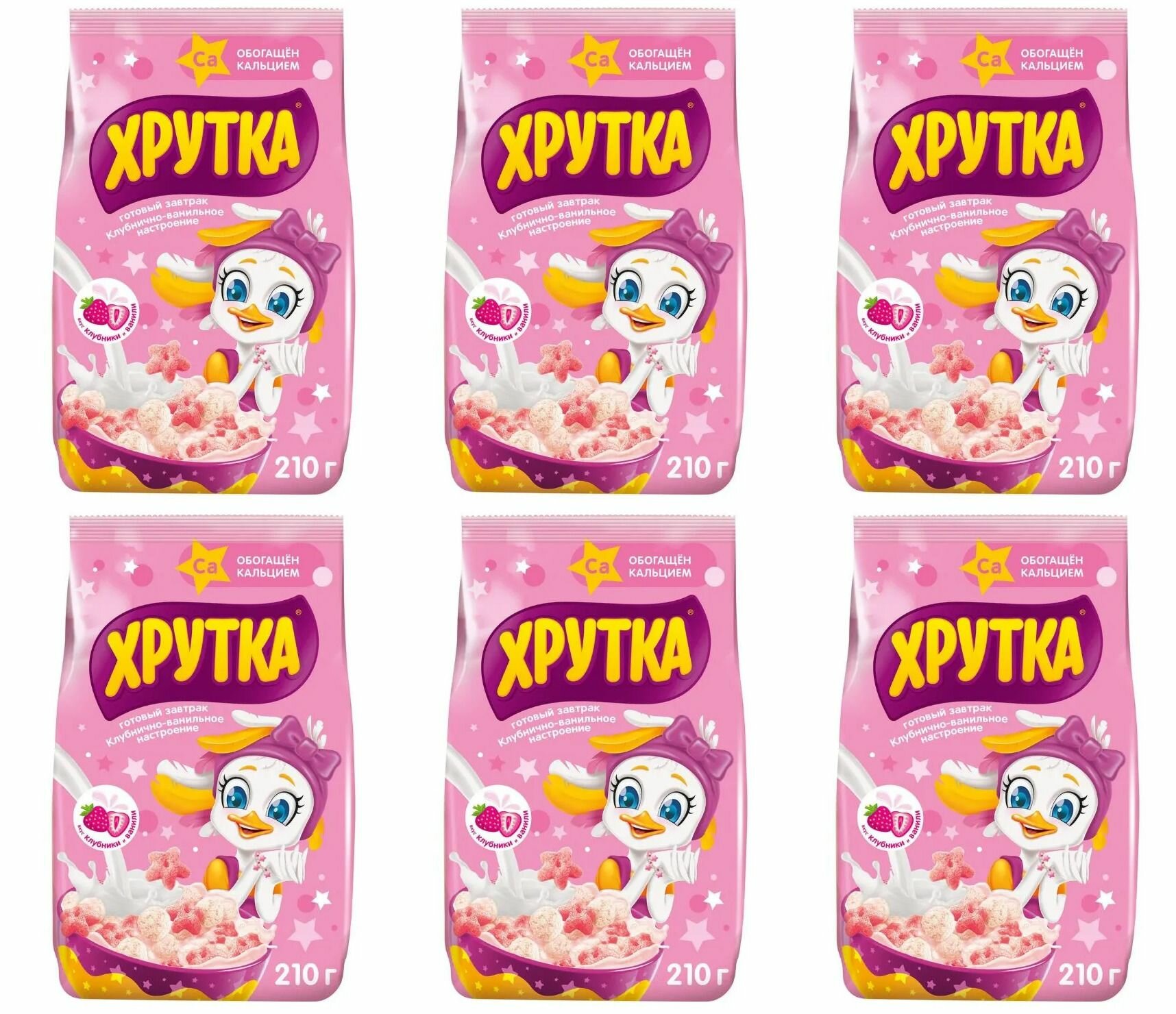 Хрутка Хлопья Клубника/ваниль, 210 г, 6 уп