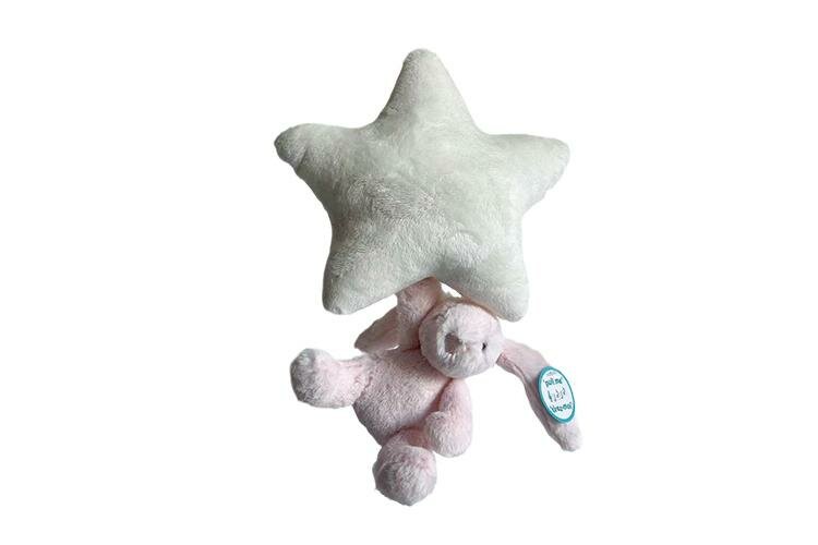 Плюшевая кукла унисекс JELLYCAT Зайчик с бубенчиком для сна, нежно-розовая