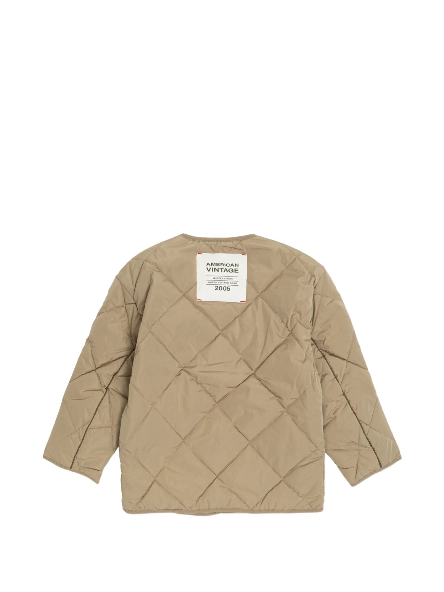 Куртка American Vintage Quilted logo-patch jacket, размер 13 лет, бежевый цветы мелкие — фото 1