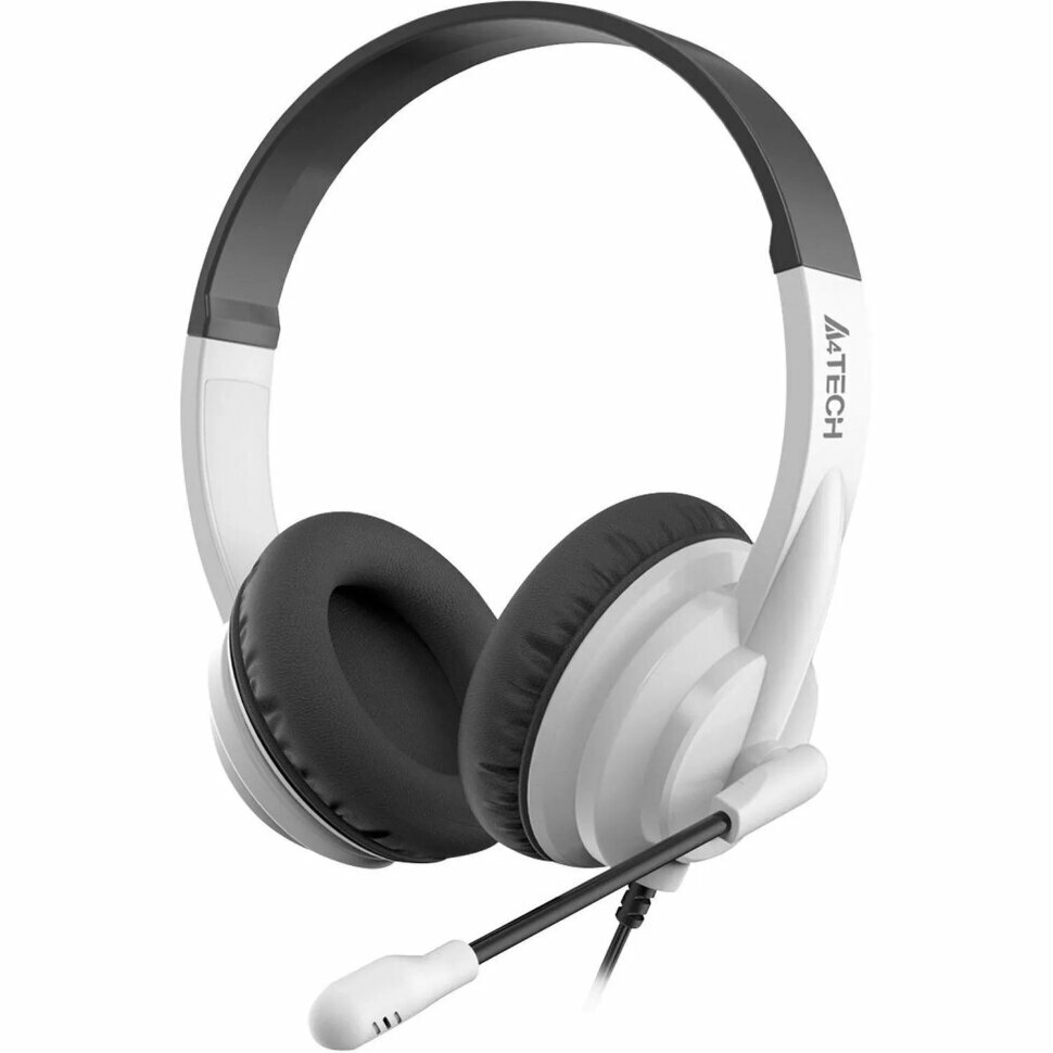 Гарнитура A4Tech HU-10 черный/белый 2м накладные USB(HU-10/USB/BLACK+WHITE), 1777625