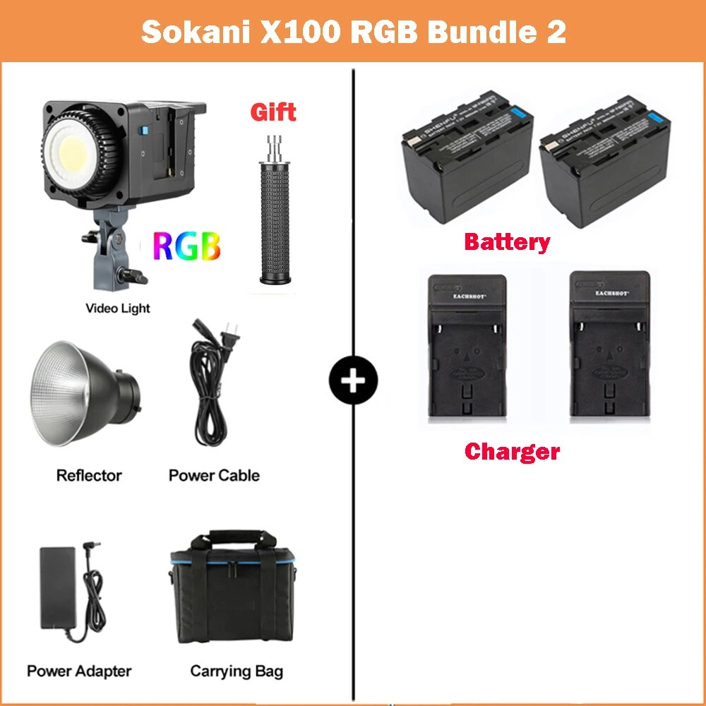 DO BRASILSokani X100 100W двухцветный RGB светодиодный видеосвет с приложением для управления Bowens для фотографии, видеозаписи, съемки на открытом воздухе