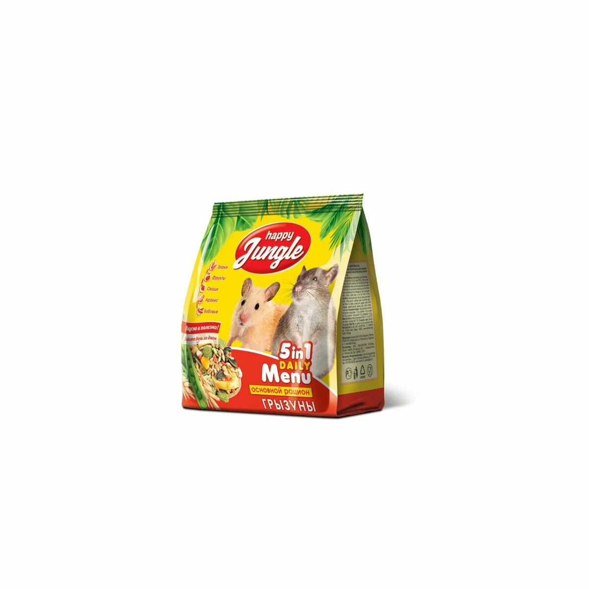 Happy Jungle Корм сухой для грызунов, основной рацион , 350 г.