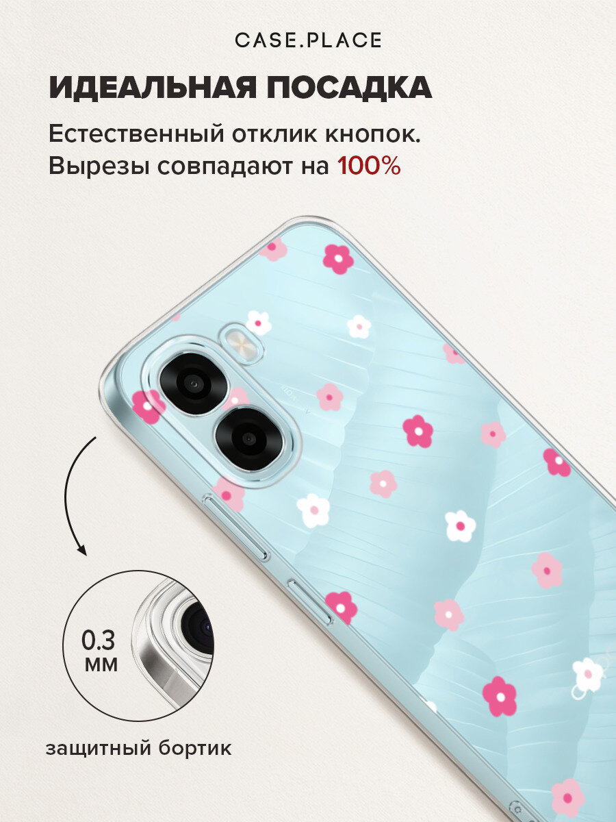 Чехол на Oppo A6x / Оппо A6x с принтом Весенние цветочки рисунок, прозрачный — фото 1