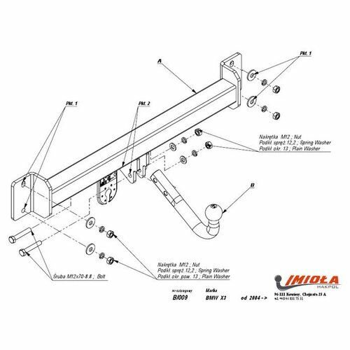 Фаркоп toyota (verso s) IMIOLA b009