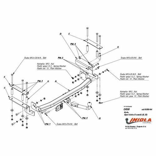 Фаркоп PEUGEOT (206 (excl. Sport XS, GTI, IMIOLA O008