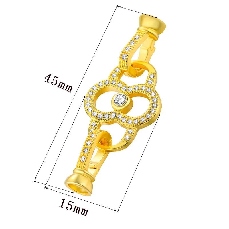 Застежки для браслетов Juya из меди с кубическим цирконием Желтый, gold