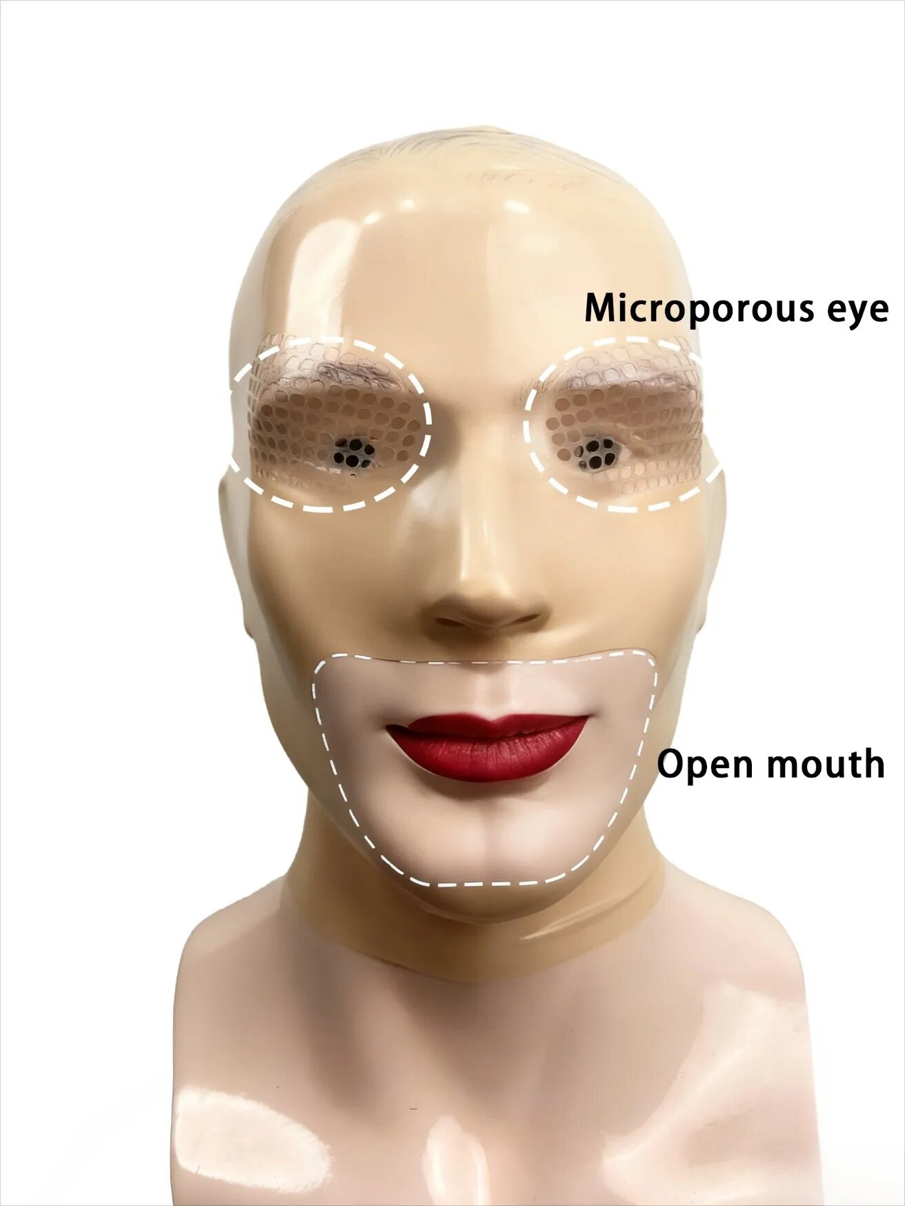 Латексная маска-капюшон с открытыми глазами XXL, transparent mask 1