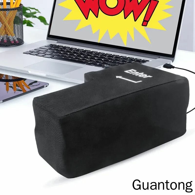 Большая мягкая кнопка ввода антистресс/ Big Enter с USB кабелем для передачи данных/оригинальный подарок коллеге , боссу , ребенку.20х14х10см