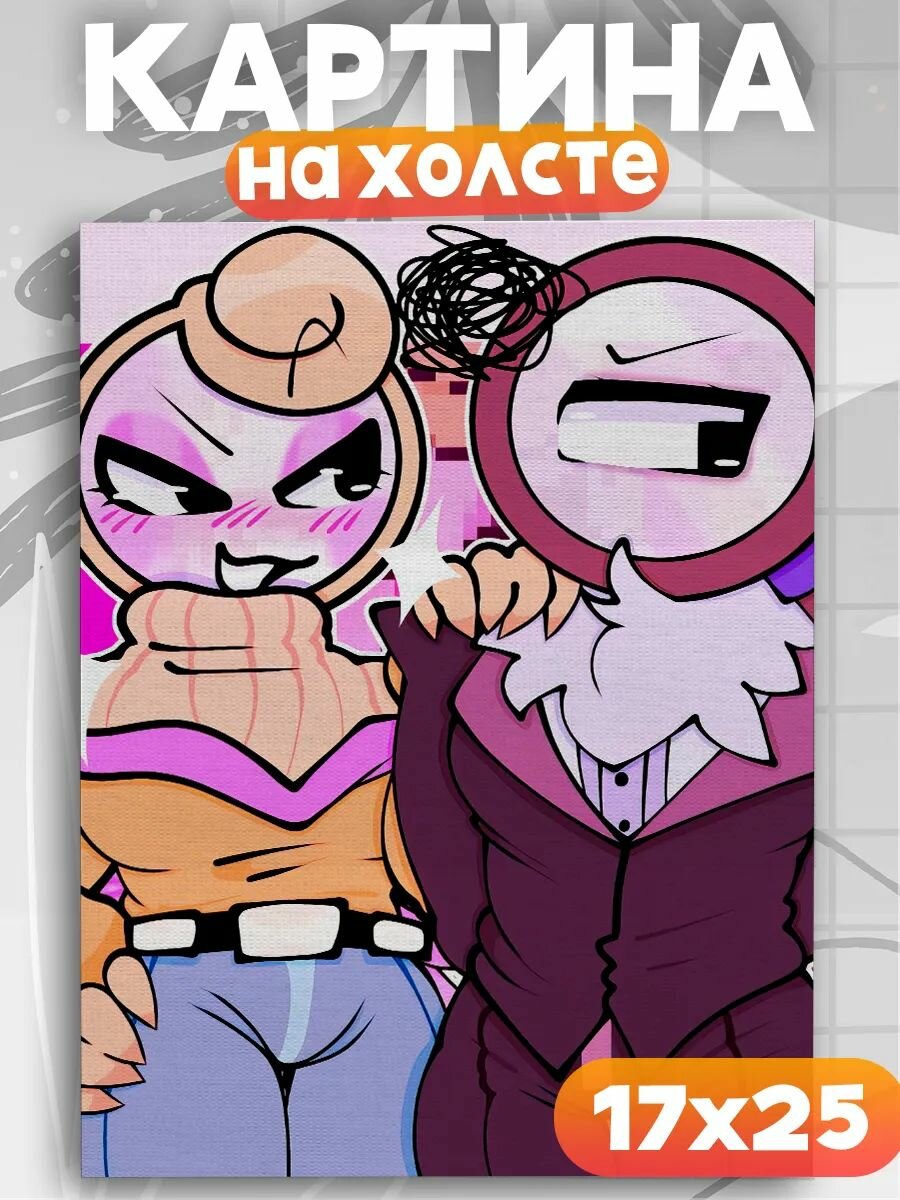 Картина на стену Роджер и Глистен мир денди roblox, на подрамнике, 1шт, 25х17 размер.