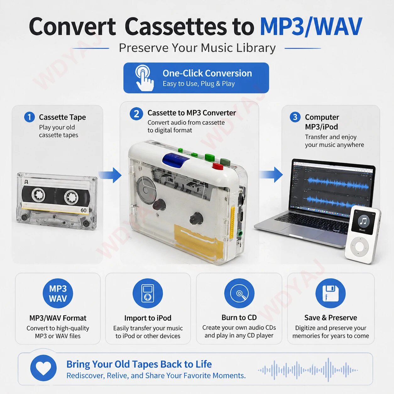 WDYAJ Portable cassette player