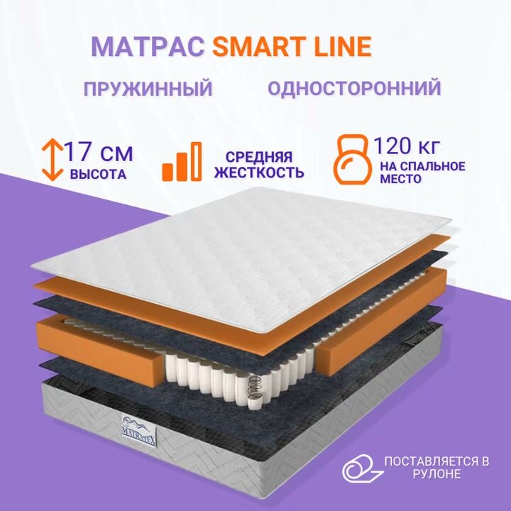 Матрас Matratex "SMART LINE", ортопедический, независимые пружины, 80 х 190 х 17 см — фото 1