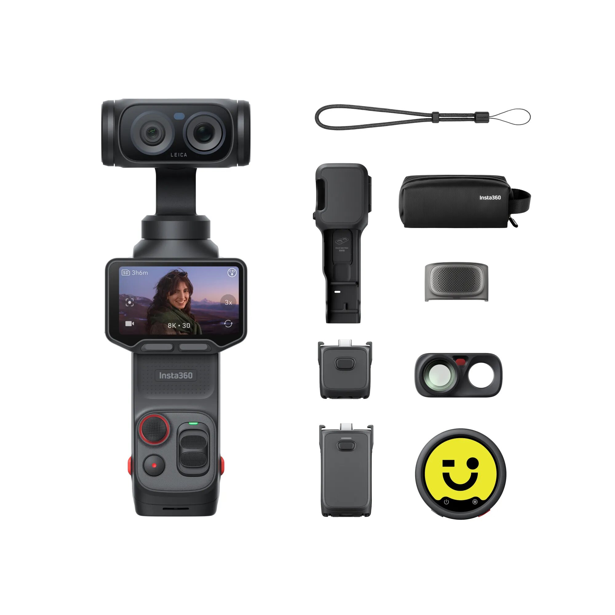 8K Экшн-камера Insta360 Luna Ultra Creator Bundle, двойная линза, Время автономной работы в течение всего дня, Черный