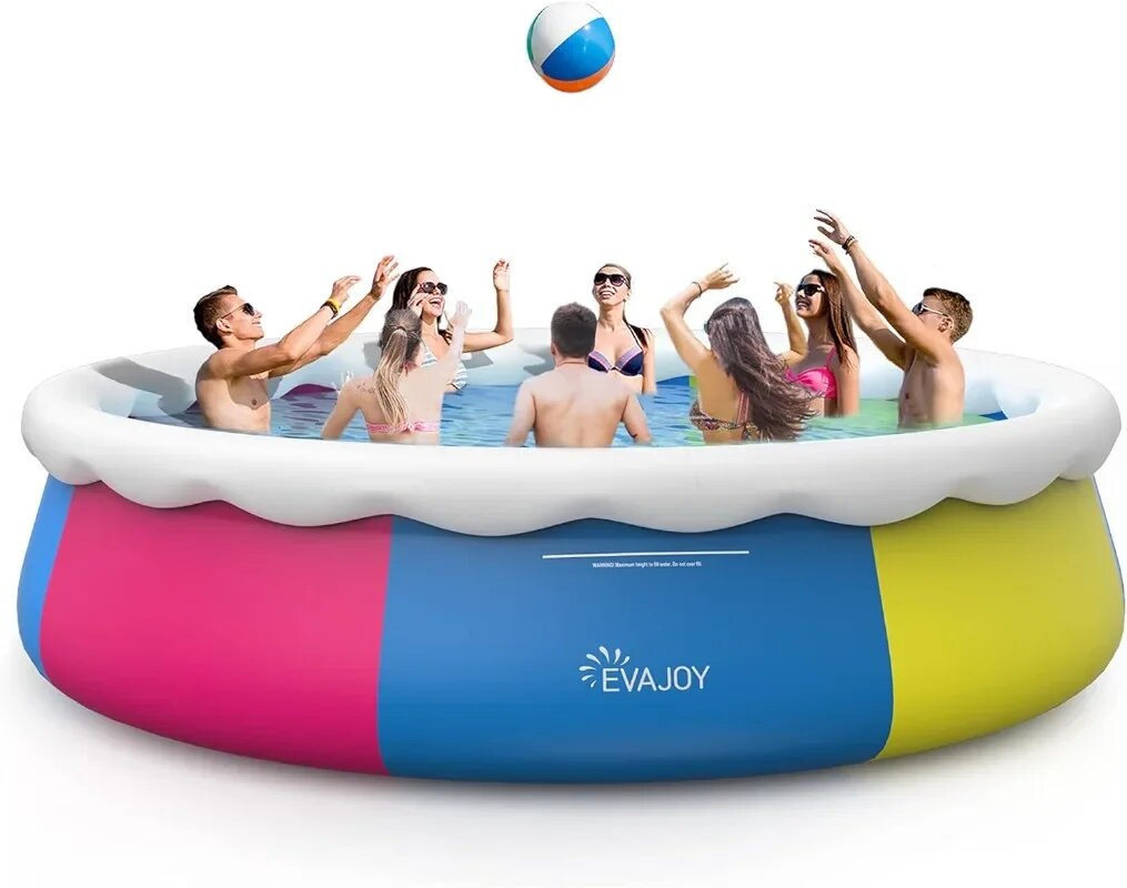 Бассейн для плавания с надувным верхним кольцом EVAJOY 18 футов * 48 дюйма, круглый бассейн, включающий фильтрующий насос, включающий фильтрующий насос, синий цвет