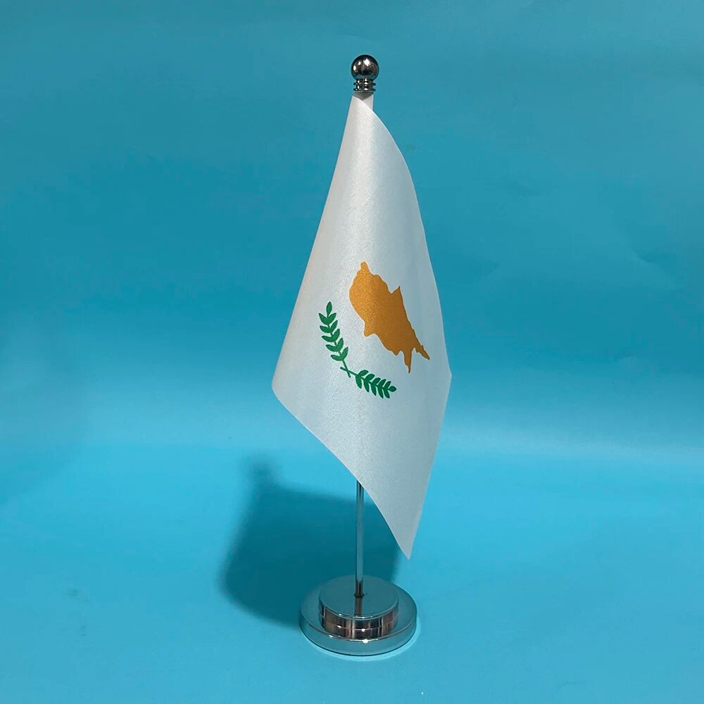 Настольный флаг Кипра SKY FLAG 14x21 см полиэстер Silver metal rod
